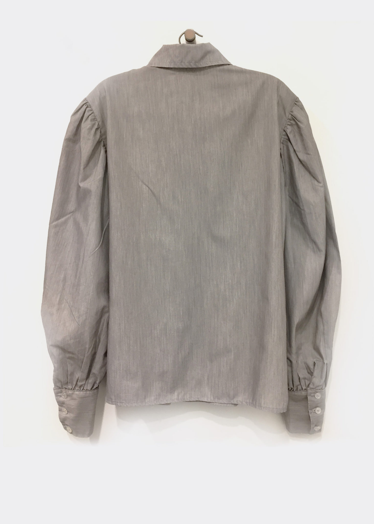 Grey Vintage Blouse Puff Mutton Sleeve Pointed Collar - Jimmy Buffalo
