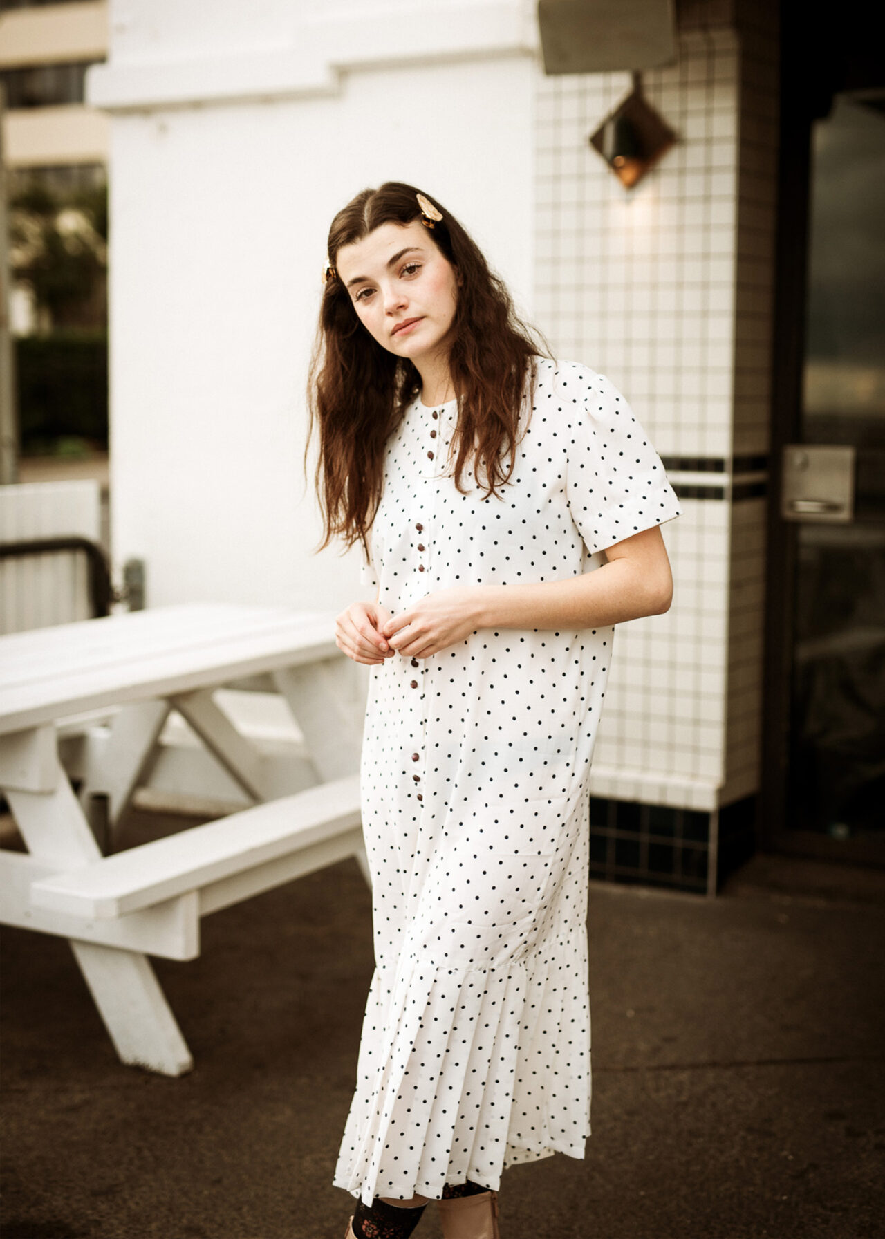 White 1980s Art Deco Midi Dress – Jimmy Buffalo