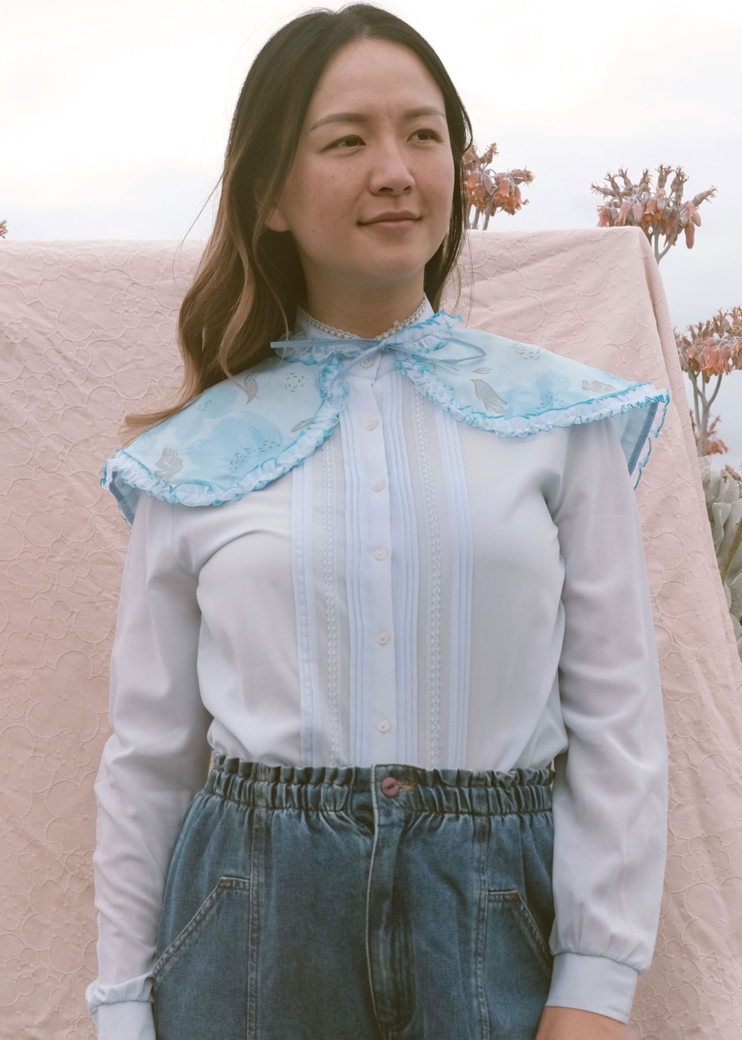Grey Vintage Blouse Puff Mutton Sleeve Pointed Collar – Jimmy Buffalo